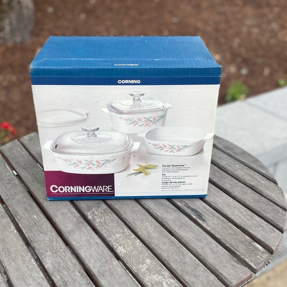Corningware | Dining | New In Box Vintage Corningware Trio Set Rosemary 2qt 12qt And 1 Qt | Poshmark